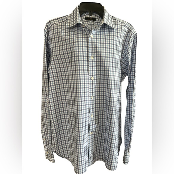 Ike Behar | Shirts | Ike Behar Blue Gingham Check Button Down Dress ...